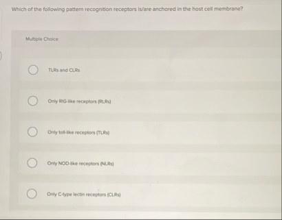 Solved Which of the following pattem recognition receptors | Chegg.com