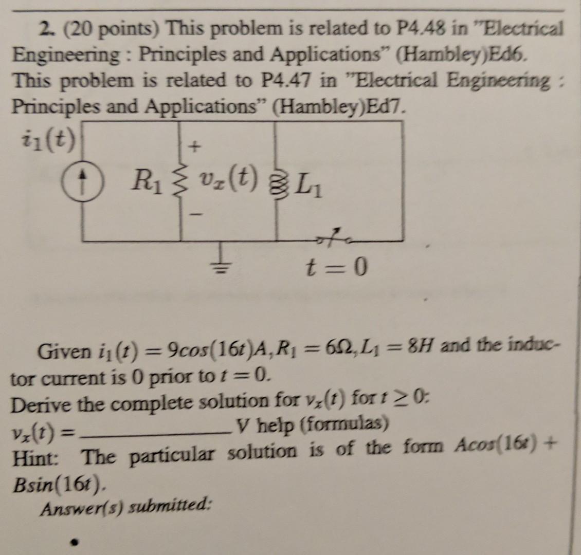 Solved 2. (20 points) This problem is related to P4.48 in | Chegg.com