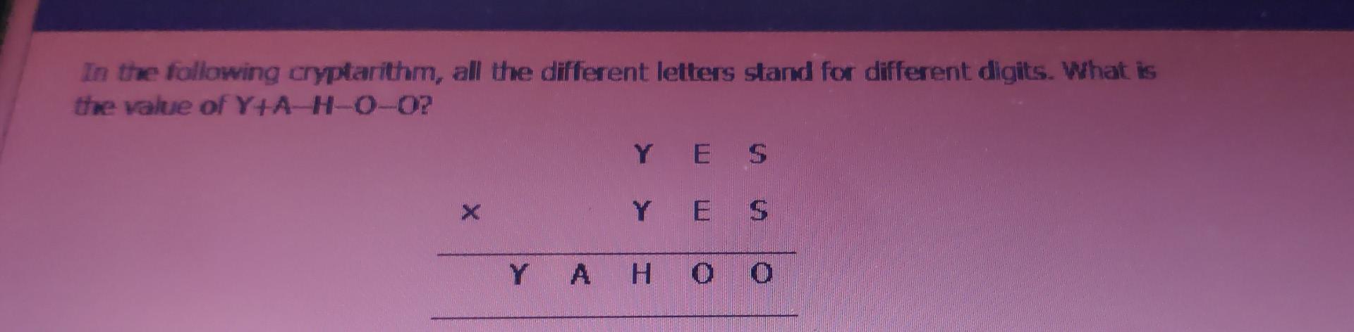 Solved In the following cryptarithm, all the different | Chegg.com