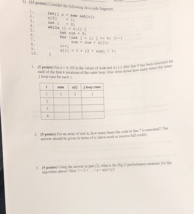 Solved b) (15 points) Consider the following Java code | Chegg.com
