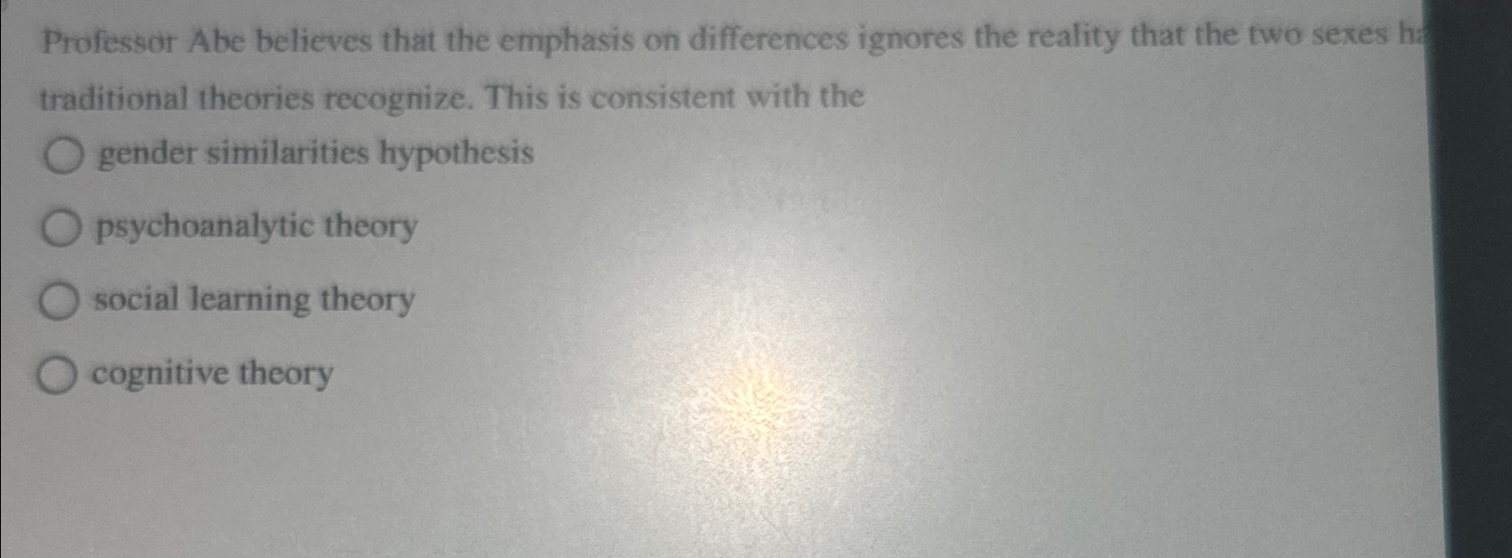 Solved Professor Abe believes that the emphasis on | Chegg.com