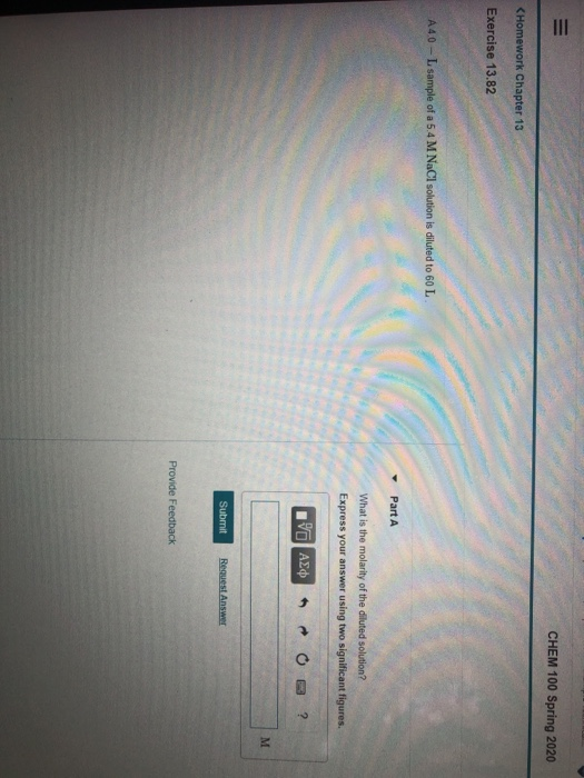 Solved CHEM 100 Spring 2020 | Chegg.com