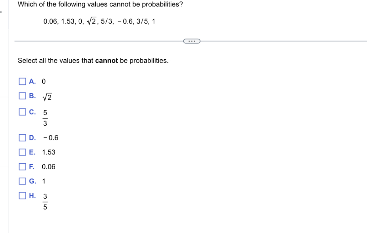 Solved Which of the following values cannot be | Chegg.com