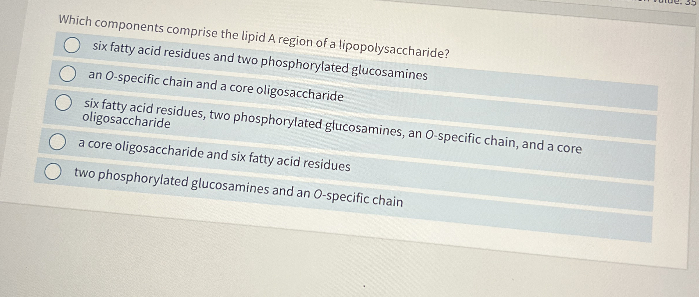Solved Which components comprise the lipid A region of a | Chegg.com
