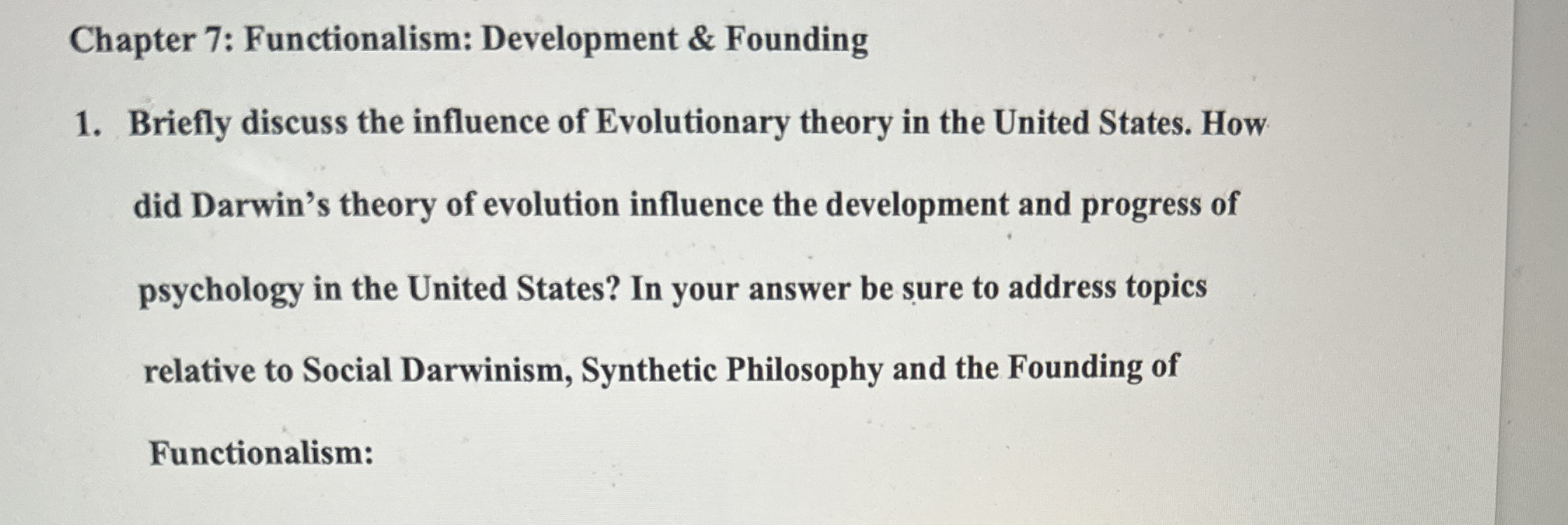 Solved Chapter 7: Functionalism: Development & | Chegg.com
