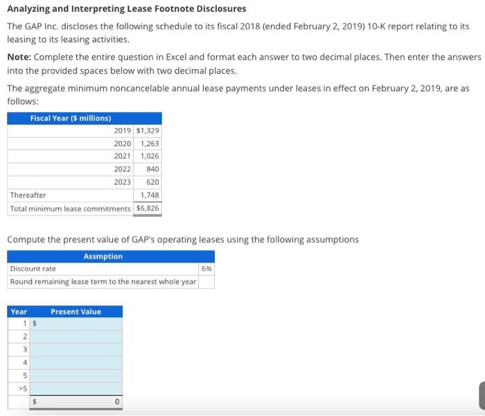 Solved Analyzing and Interpreting Lease Footnote Disclosures | Chegg.com