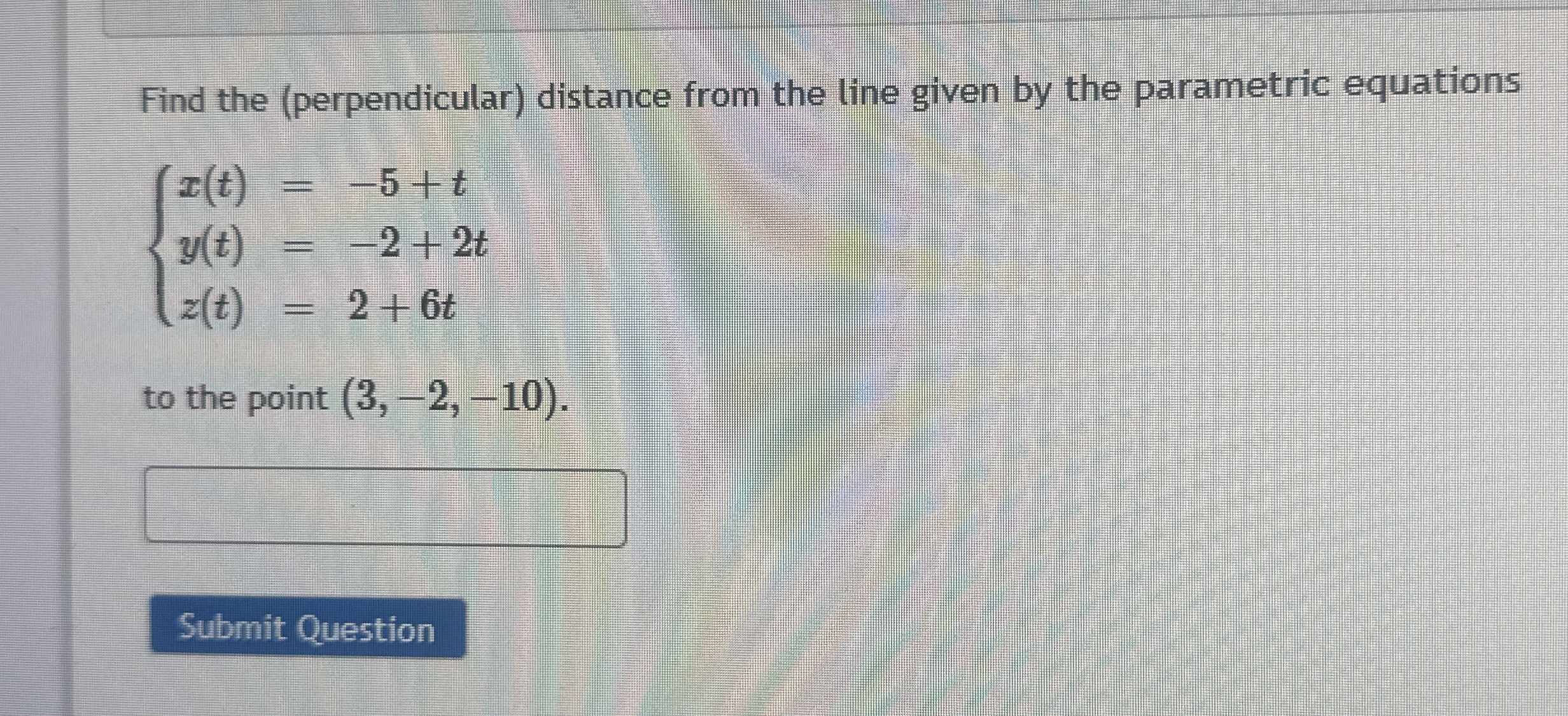 Solved Find the (perpendicular) ﻿distance from the line | Chegg.com