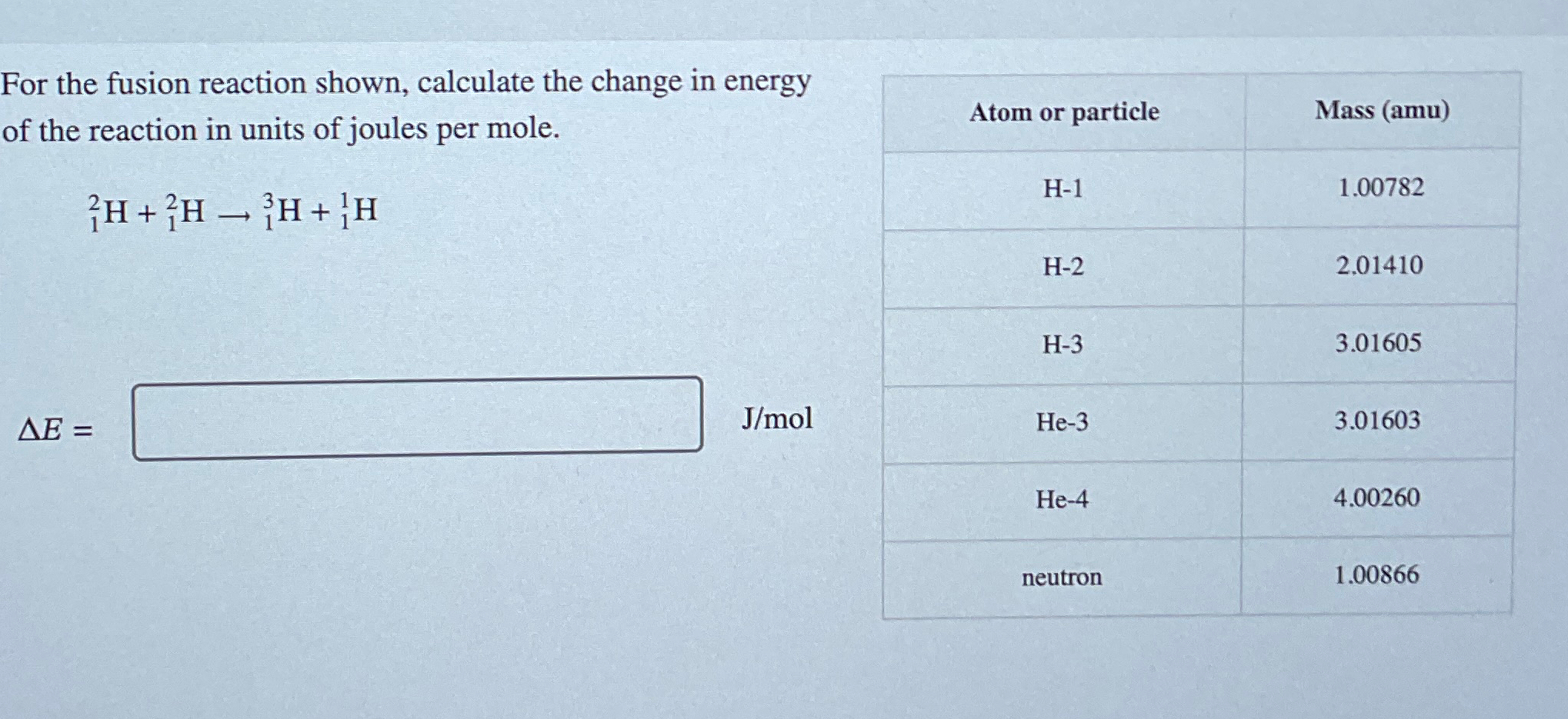 Solved For the fusion reaction shown, calculate the change | Chegg.com