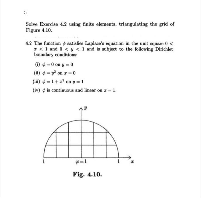 Solve Exercise 4.2 using finite elements, | Chegg.com