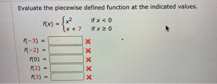 Solved Evaluate the piecewise defined function at the | Chegg.com