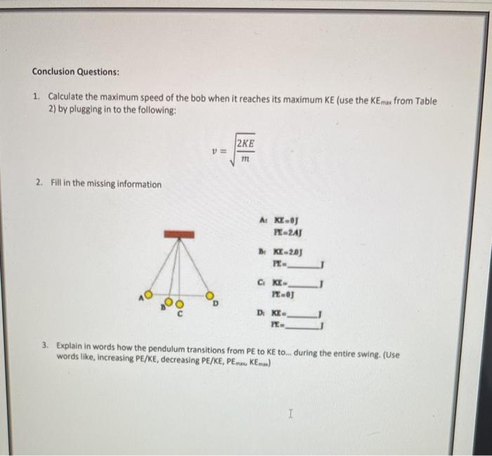 Lab Study: The Pendulum and the Law of the | Chegg.com