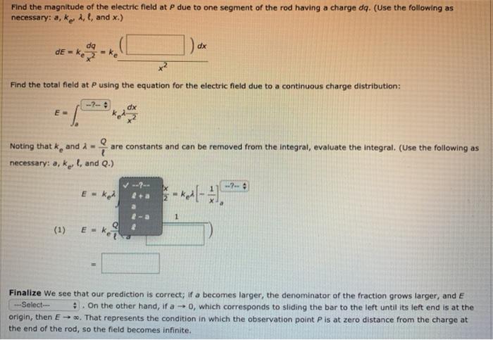 Solved The Electric Field Due to a Charged Rod A rod of | Chegg.com