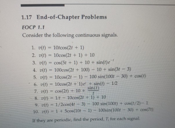 Solved 1.17 End-of-Chapter Problems EOCP 1.1 Consider the | Chegg.com