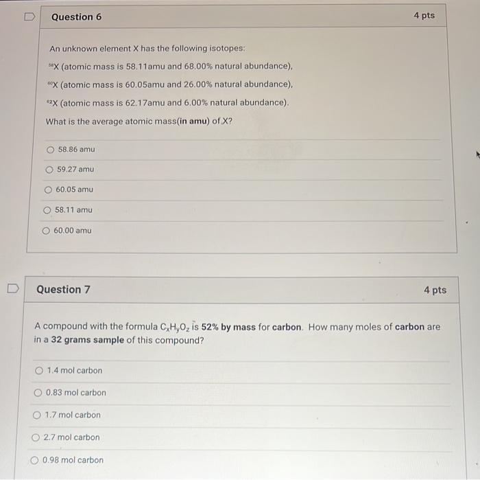 Solved An unknown element X has the following isotopes: XX | Chegg.com Solved An unknown element X has the following isotopes: XX | Chegg.com