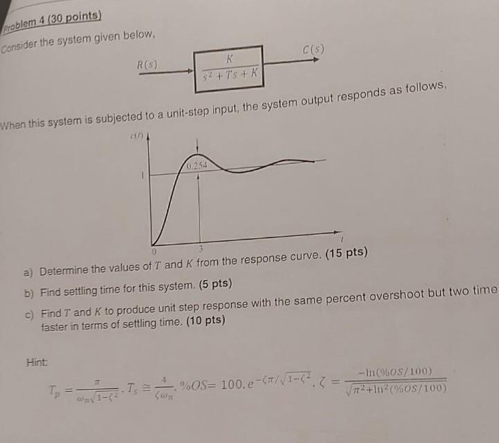 Solved problem 4 (30 points) Consider the system given | Chegg.com