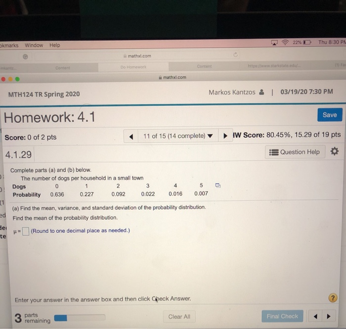 Solved skmarks Window Help 22%D Thu 8:30 P! mathad.com | Chegg.com