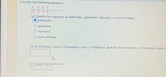 Solved Consider the following sequence. 2 3 5 12 34' 6' (a) | Chegg.com
