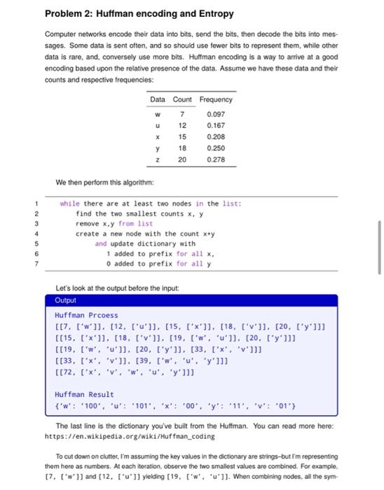 Problem 2: Huffman encoding and Entropy Computer | Chegg.com