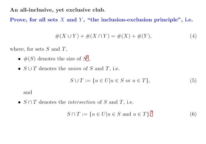 Solved An all-inclusive, yet exclusive club. Prove, for all | Chegg.com