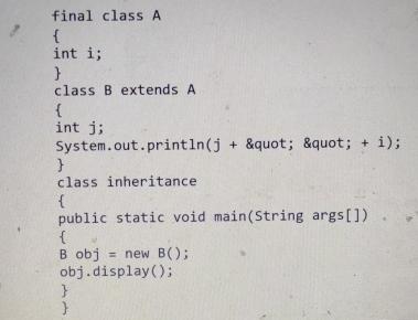Solved final class Alint i;}class B extends A{int | Chegg.com