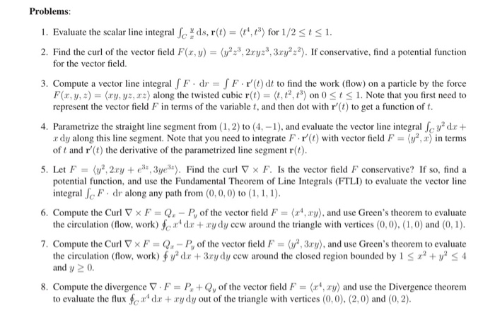 Solved Problems: 1. Evaluate the scalar line integral dcds, | Chegg.com