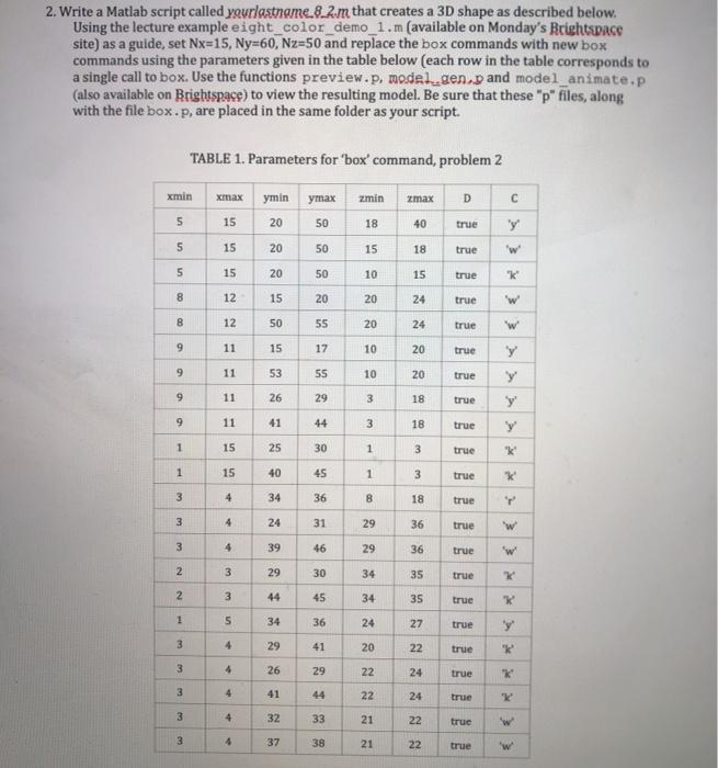 2. Write a Matlab script called yourlastname 8.2.m | Chegg.com