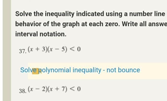 Solved Solve the inequality indicated using a number line | Chegg.com