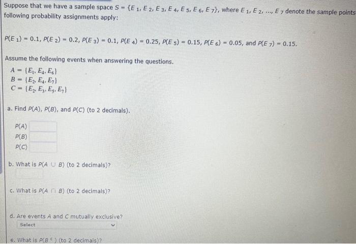 Solved Suppose that we have a sample space | Chegg.com