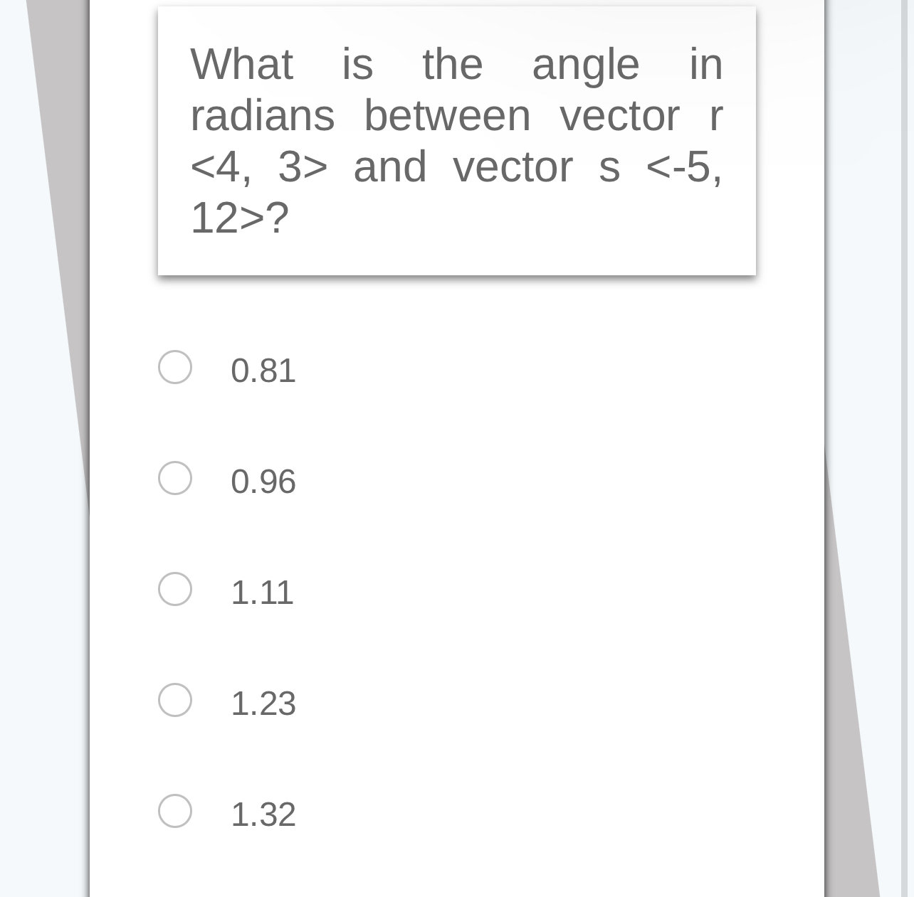 What is the angle in radians between vector r | Chegg.com