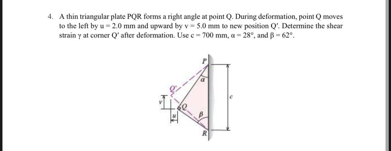 Solved A thin triangular plate PQR forms a right angle at | Chegg.com