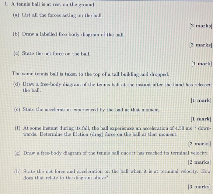Solved 1. A tennis ball is at rest on the ground. (a) List | Chegg.com