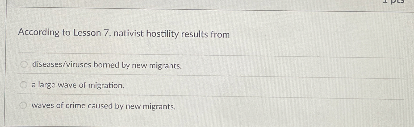 Solved According to Lesson 7, ﻿nativist hostility results | Chegg.com