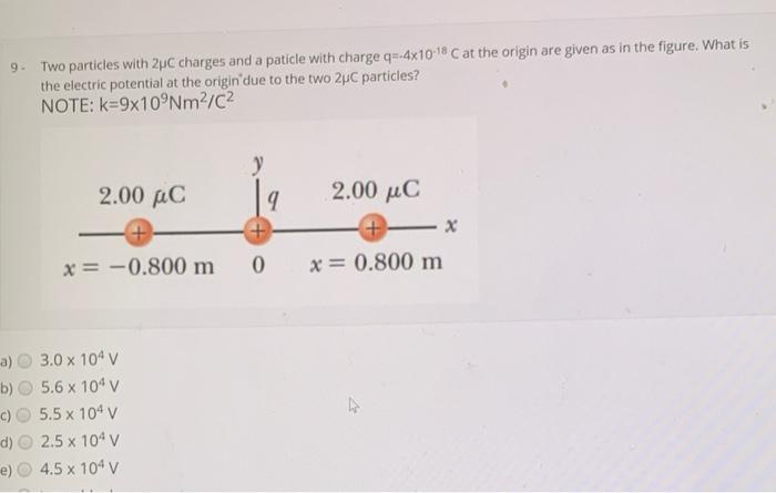 Solved 9. Two particles with 2C charges and a paticle with | Chegg.com