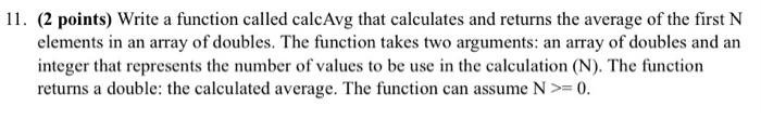 Solved 11 2 Points Write A Function Called Calcavg That 