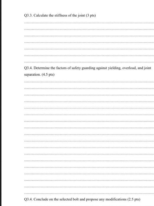 Solved Q3.1. What tightening torque should be used if the | Chegg.com