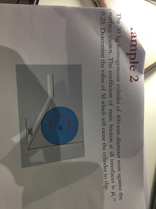 Solved sample 2 The 30 kg homogeneous cylinder of 400-mm | Chegg.com