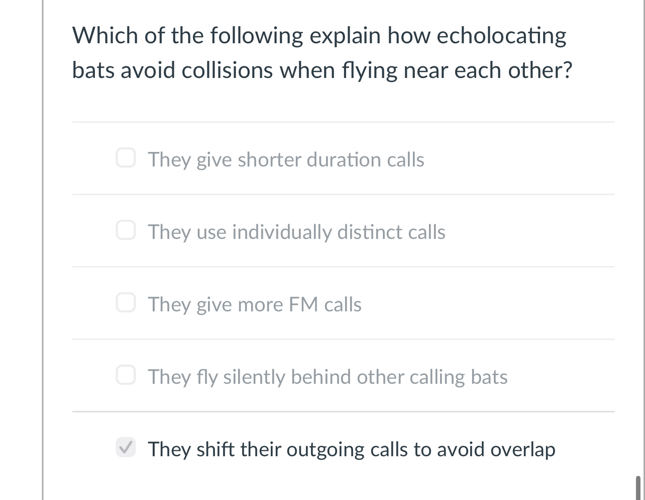 Solved Which of the following explain how echolocating bats | Chegg.com