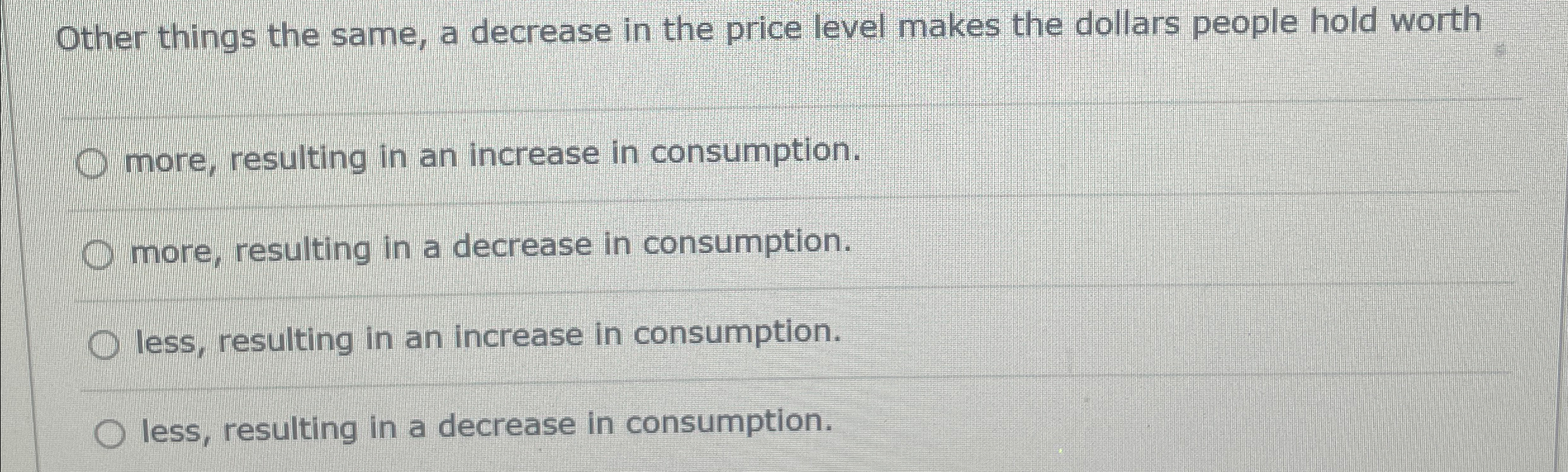 Solved Other things the same, a decrease in the price level | Chegg.com