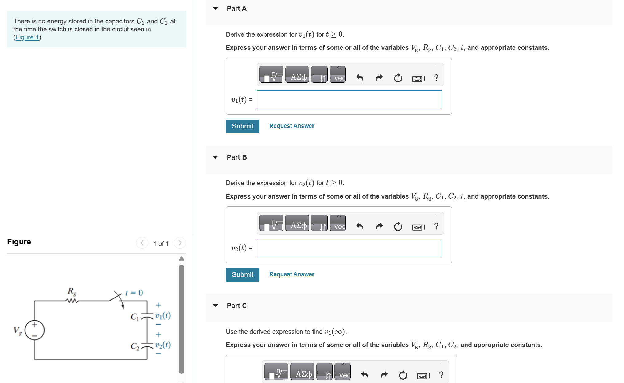 Solved Part AThere is no ﻿energy stored in ﻿the capacitors | Chegg.com