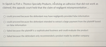 Solved In Squish La Fish v. ﻿Thomco Specialty Products, | Chegg.com