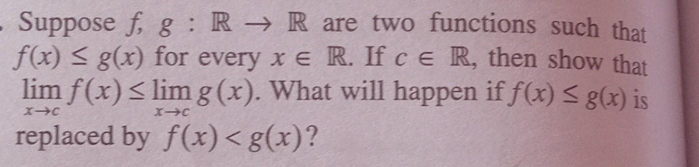 Solved Suppose f,g:R→R are two functions such that f(x)≤g(x) | Chegg.com