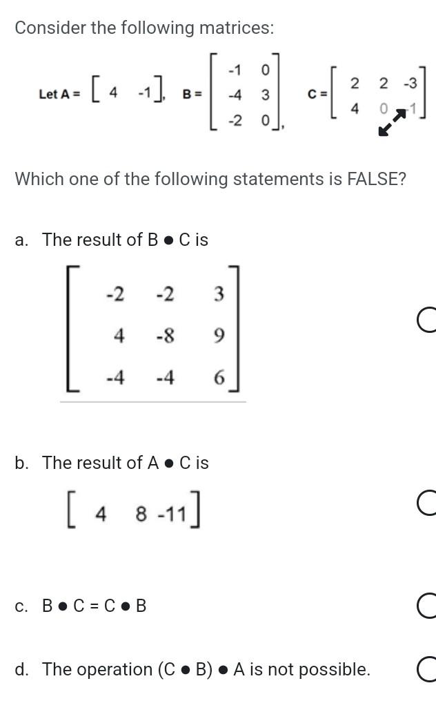 Solved Perform the following matrix multiplication Which one | Chegg.com