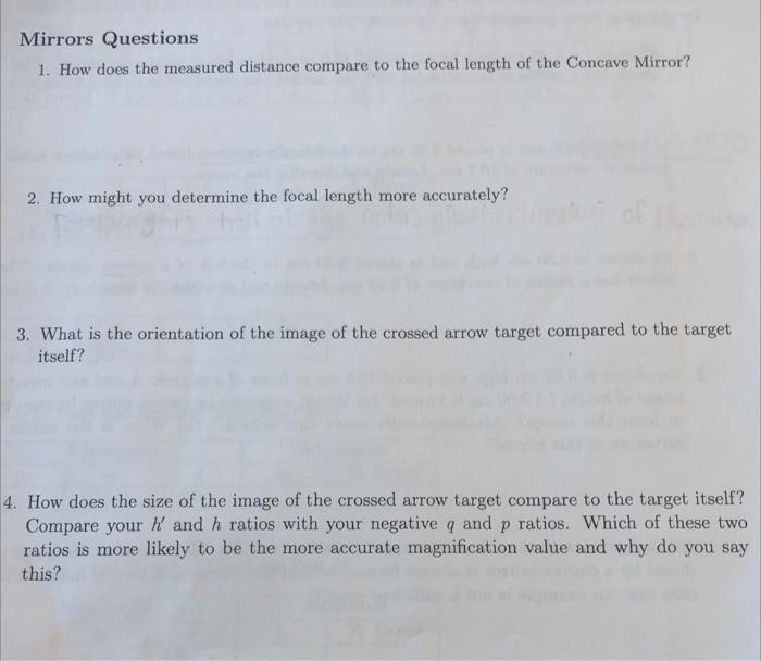Solved Mirrors Questions 1. How does the measured distance | Chegg.com