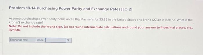 Solved Problem 18-14 Purchasing Power Parity and Exchange | Chegg.com