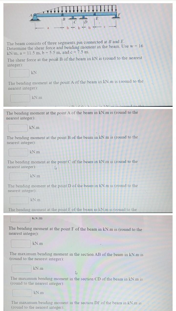 Solved B E -b- fb - b The beam consists of three segments | Chegg.com