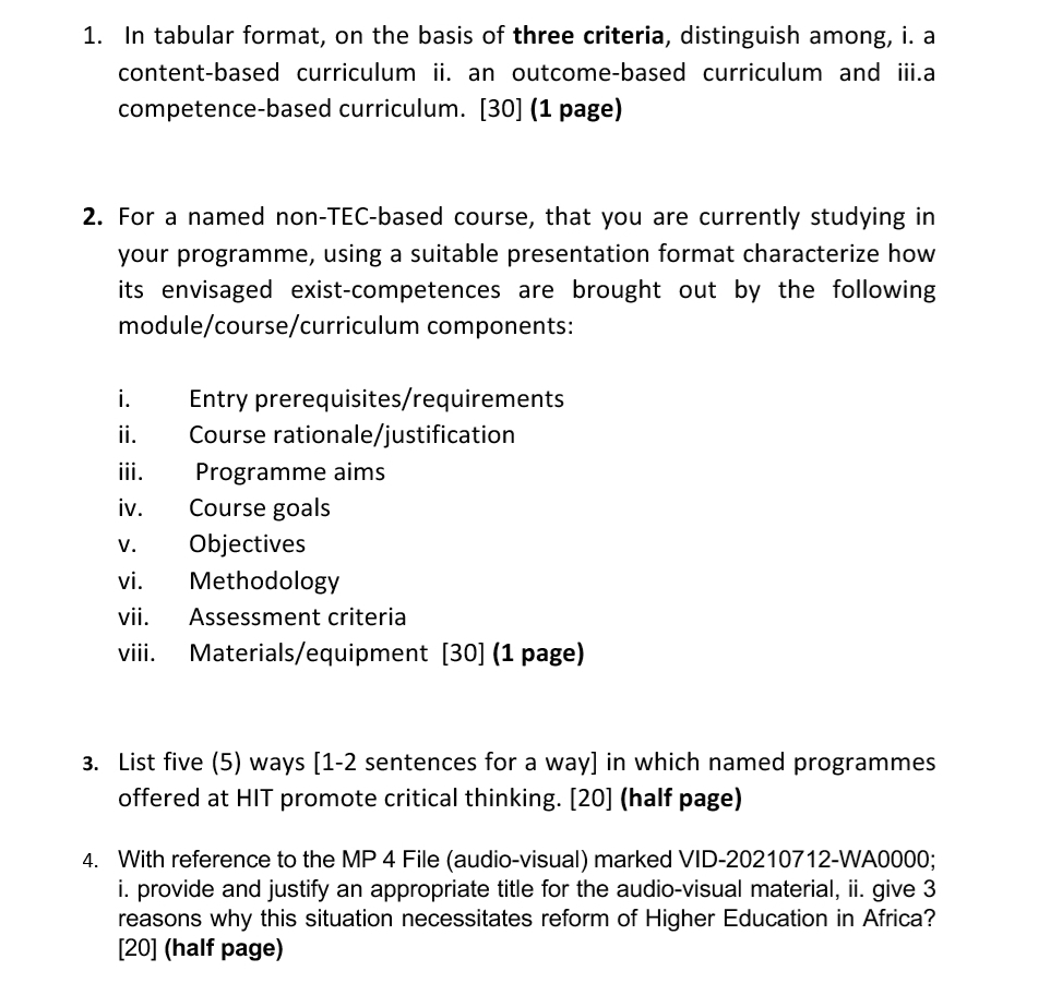 Solved In tabular format, on the basis of three criteria, | Chegg.com
