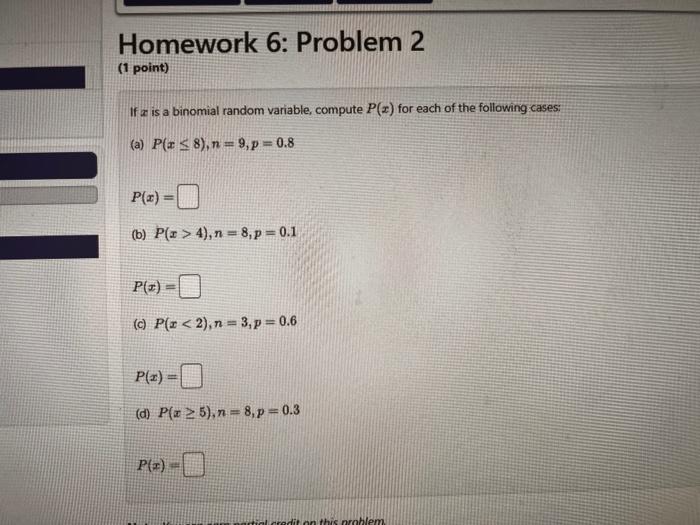 Solved Homework 6: Problem 2 (1 point) If z is a binomial | Chegg.com