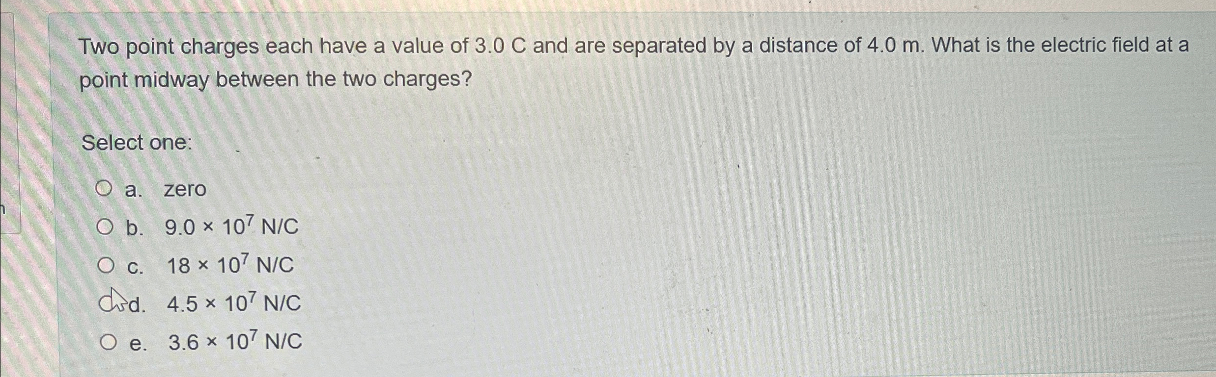 Solved Two point charges each have a value of 3.0C ﻿and are | Chegg.com