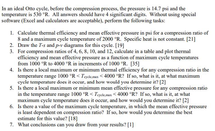 Solved In an ideal Otto cycle, before the compression | Chegg.com