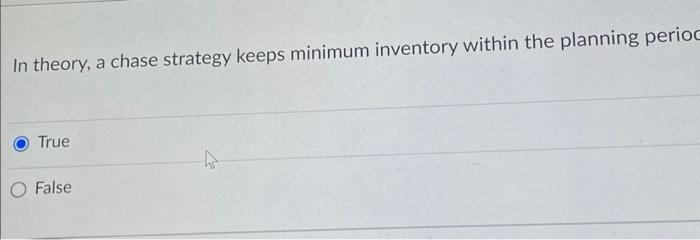 Solved In theory, a chase strategy keeps minimum inventory | Chegg.com